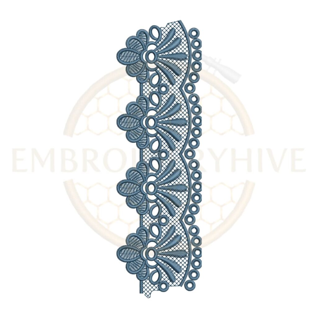 Floral border embroidery design-Floral Fan Lace (E-0995) - EmbroideryHive